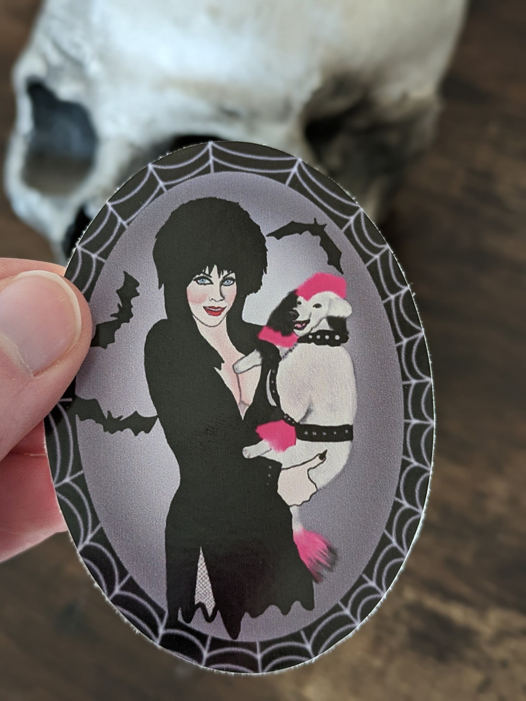 Elvira Mistress of the Dark and Gonk the Dog Sticker- Spooky, Goth ...