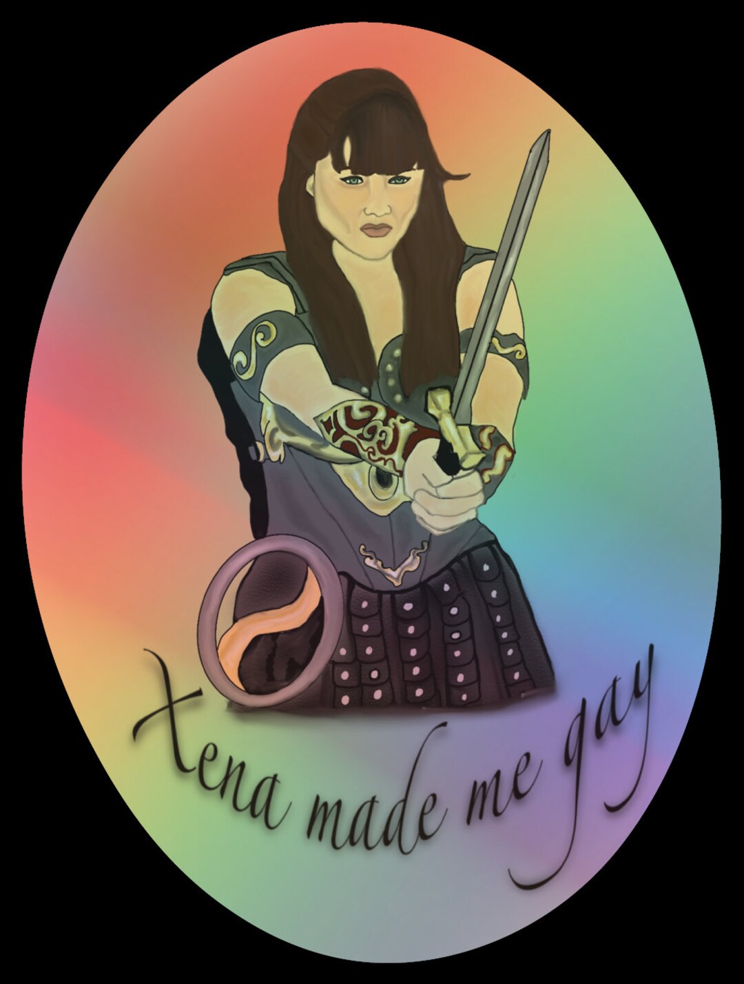 Xena Warrior Princess Lucy Lawless Xena Made Me Gay Holographic Rainbow ...