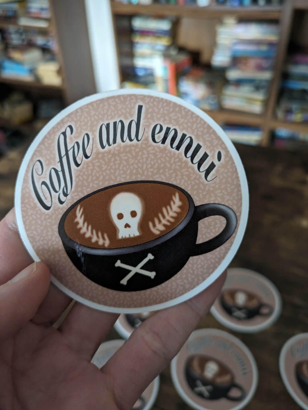Coffee and Ennui Skull and Crossbones Latte Art Glossy Waterproof Vinyl ...