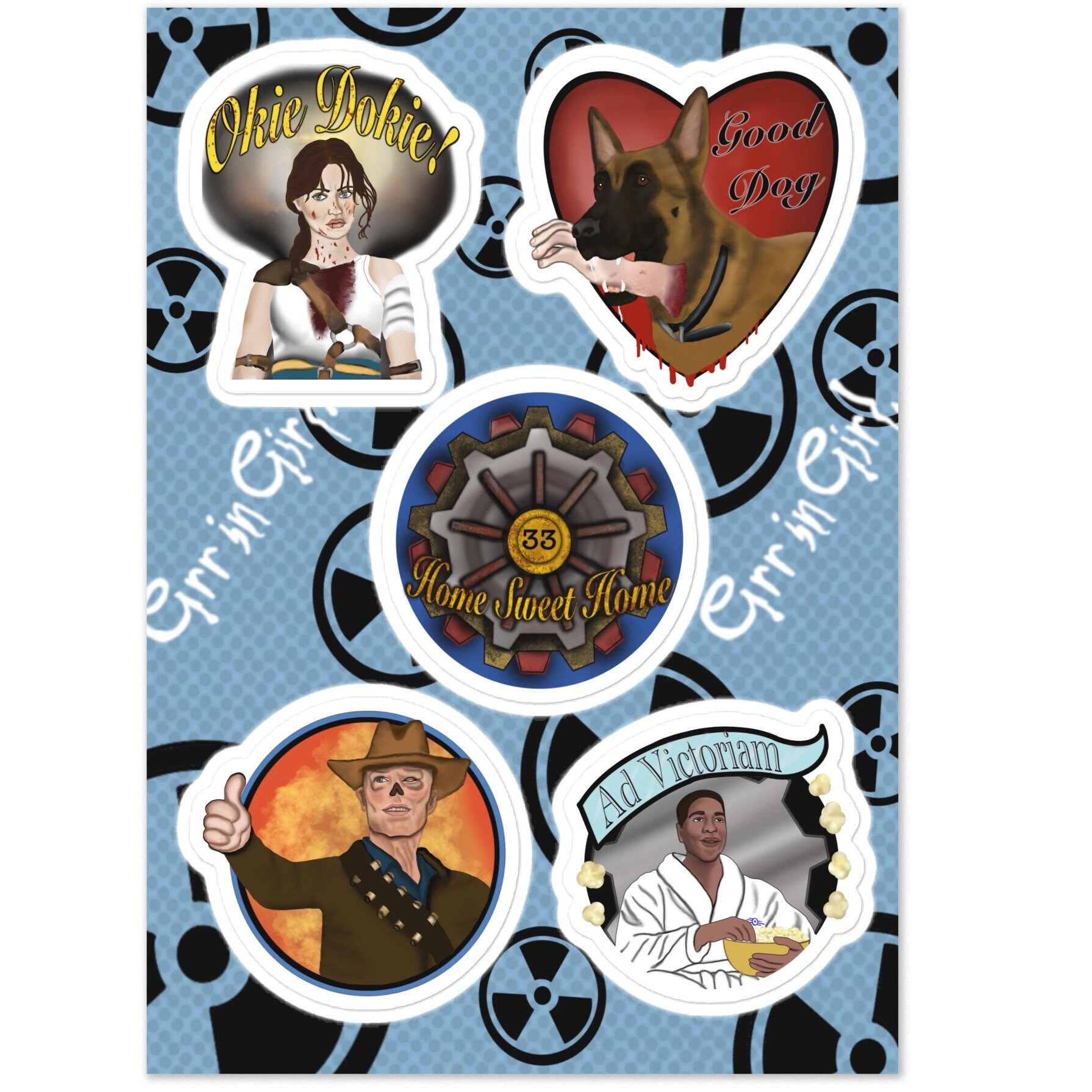 Fallout TV Show Fan Art Kiss Cut Sticker Sheet: Lucy Okie Dokie, the ...