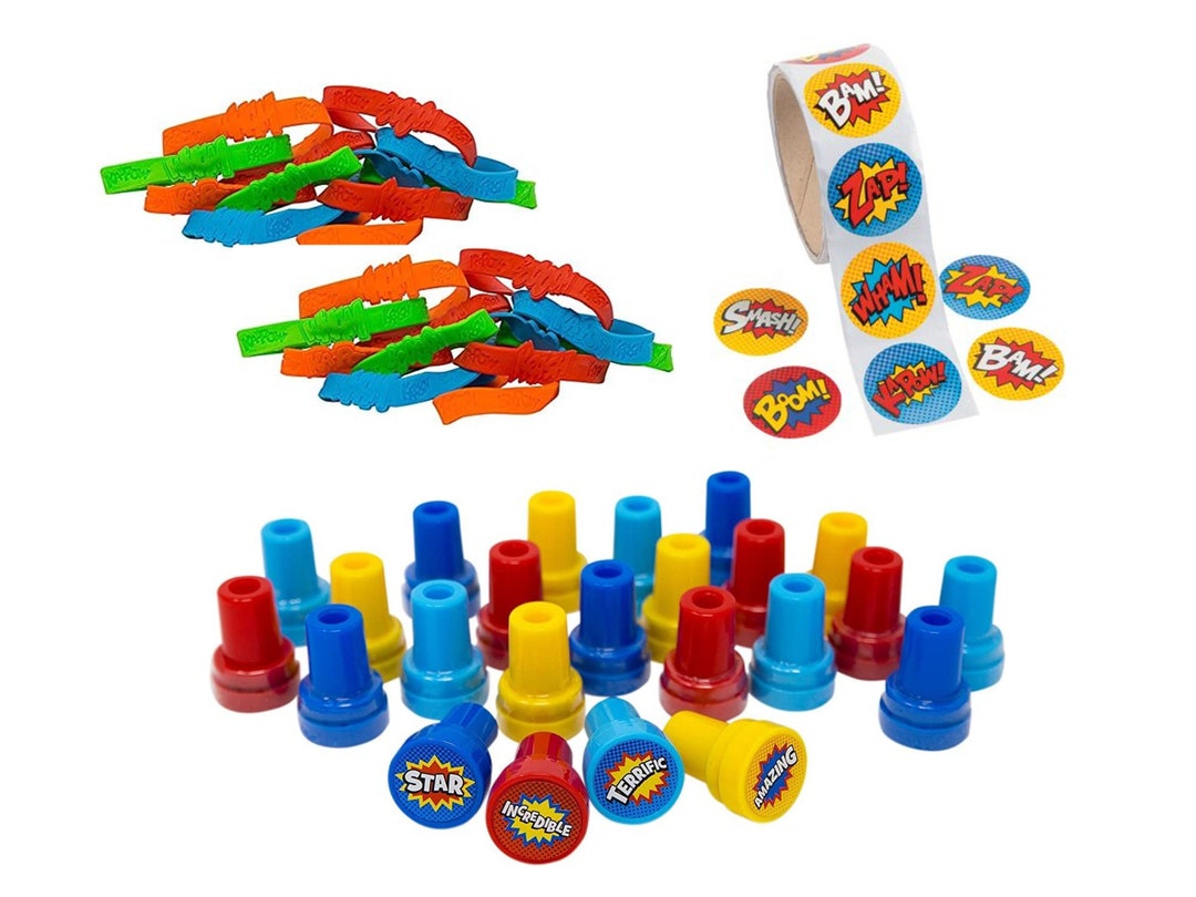 Superhero Party Supply Set: Superhero Sticker Roll (100 Stickers), 24 ...