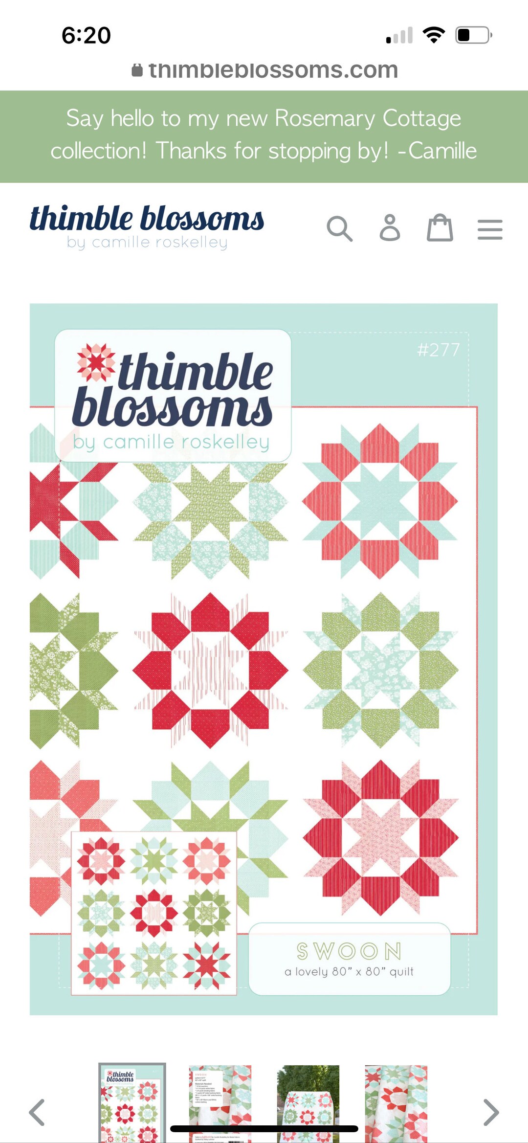 Swoon Quilt Pattern by Camille Roskelley of Thimble Blossoms - Etsy