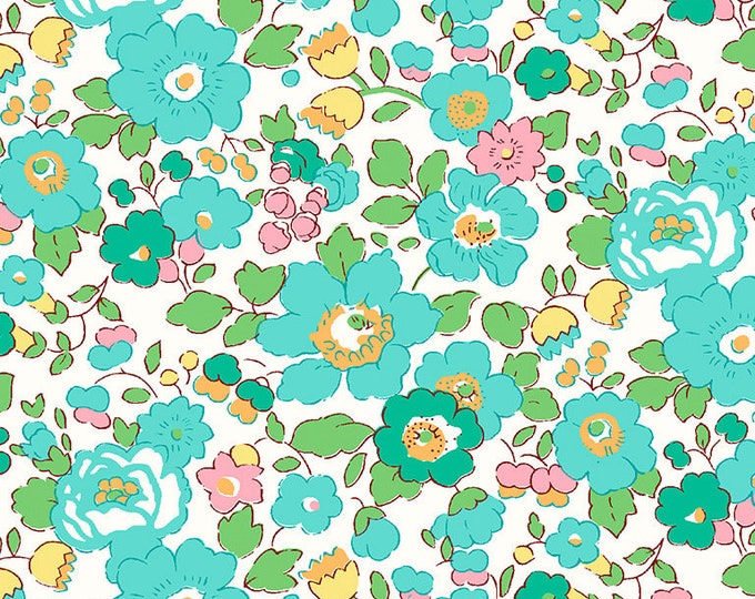Betsy - Blue Turquoise - Tana Lawn - Liberty of London Fabrics - 100% ...
