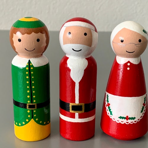 Holiday Peg Doll Set - Etsy