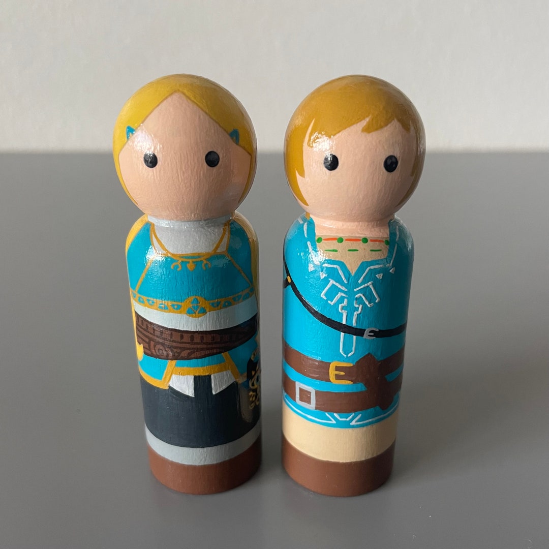 Hand Painted Link & Zelda Peg Dolls - Etsy