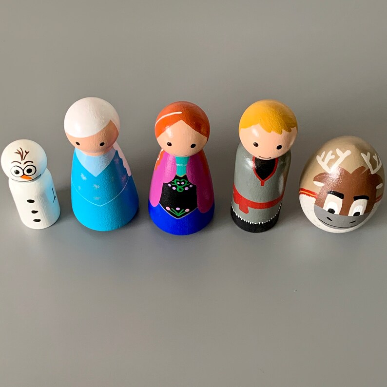 Frozen Peg Doll Set Elsa Anna Olaf Kristoff Sven | Etsy