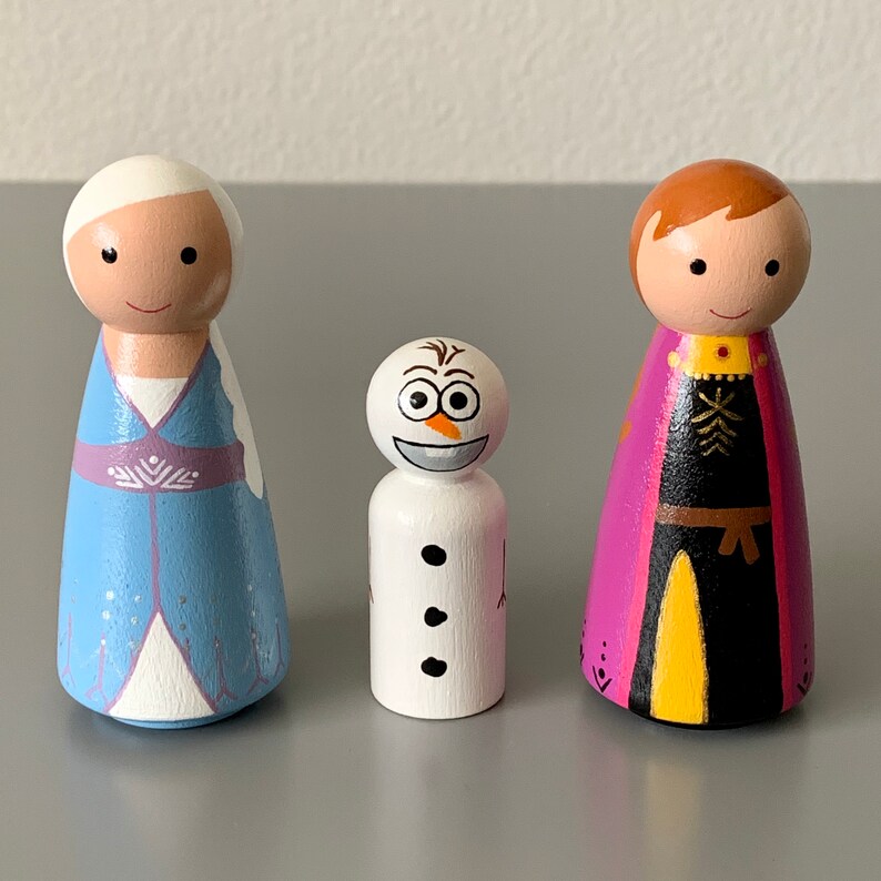Frozen 2 Princess Peg Doll Set Elsa Anna Olaf | Etsy