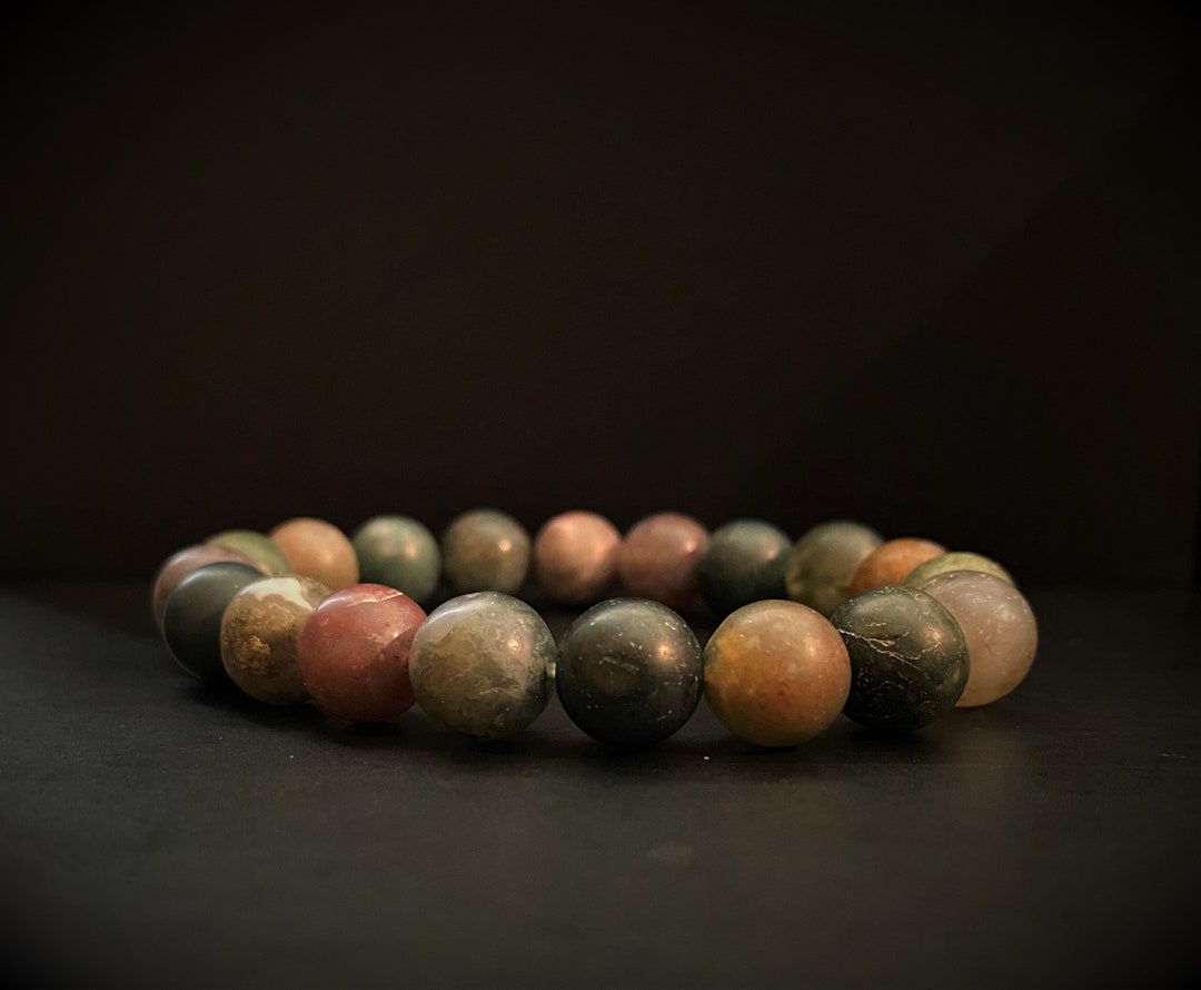 Genuine Solid Moss Agate Mocha Stone Bracelet - Etsy