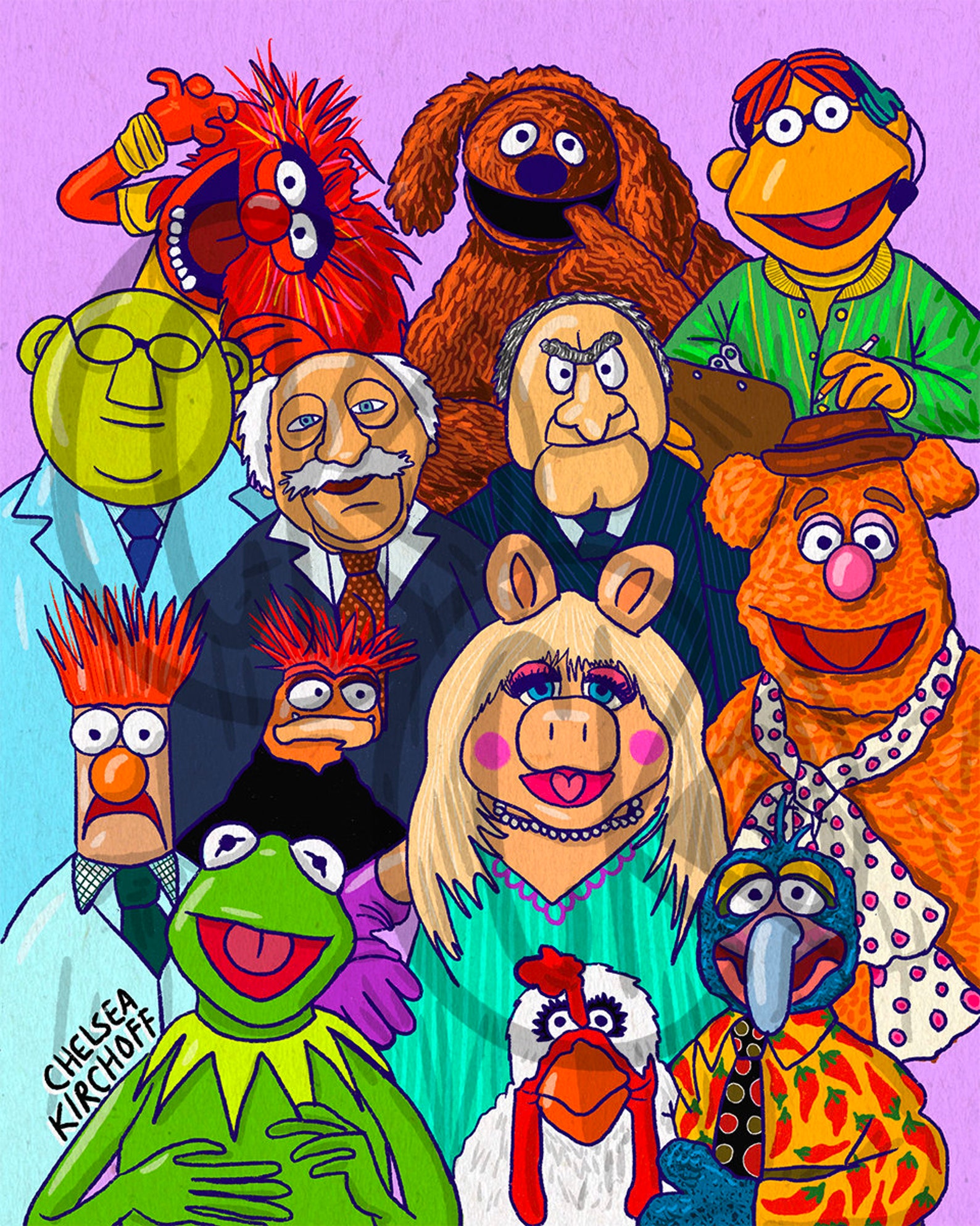Kermit and the Muppet Show Trio Greeting Card Art Print - Etsy