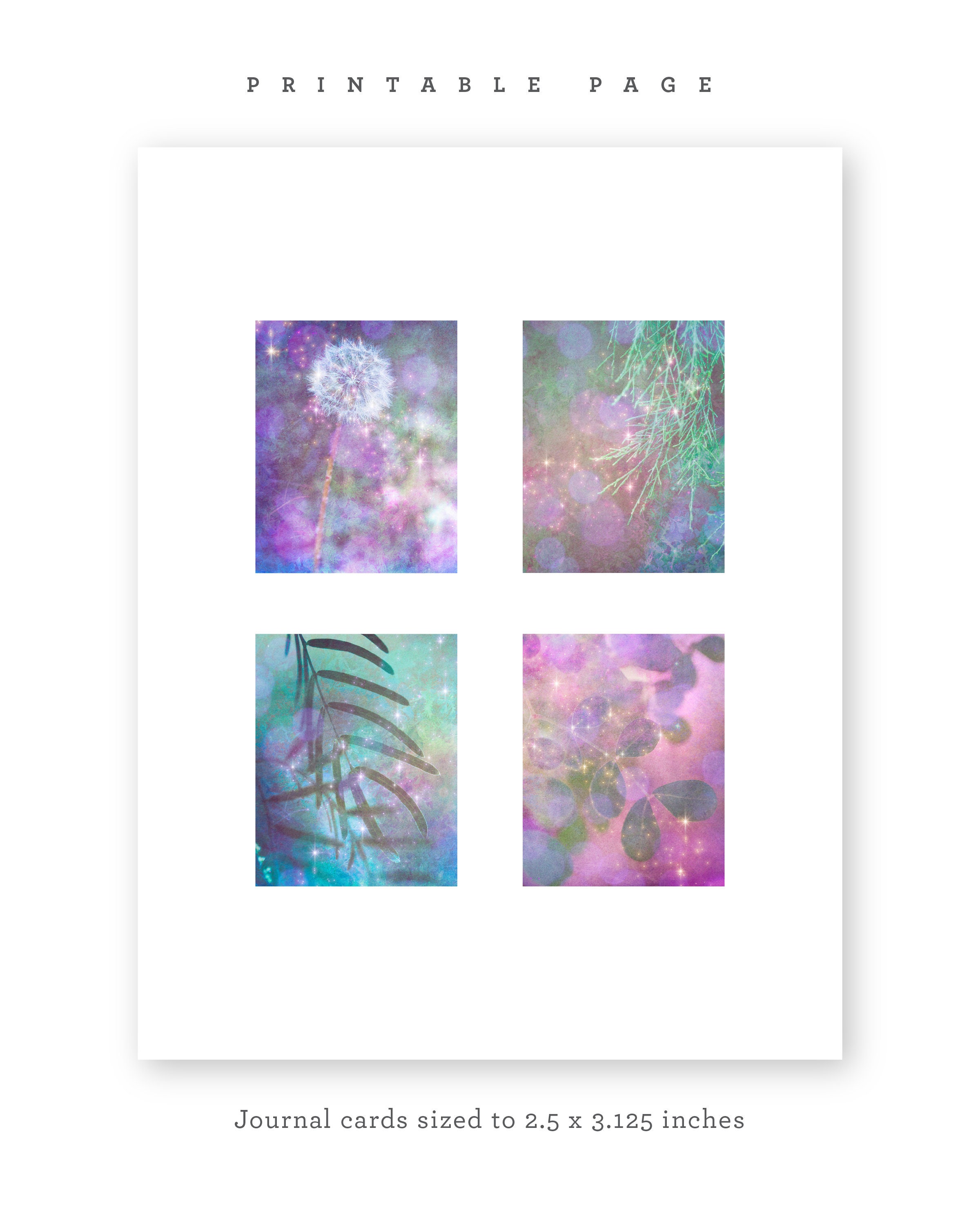 Fairy Plants Journal Digital Cards Printable Enchanted Forest Note ...