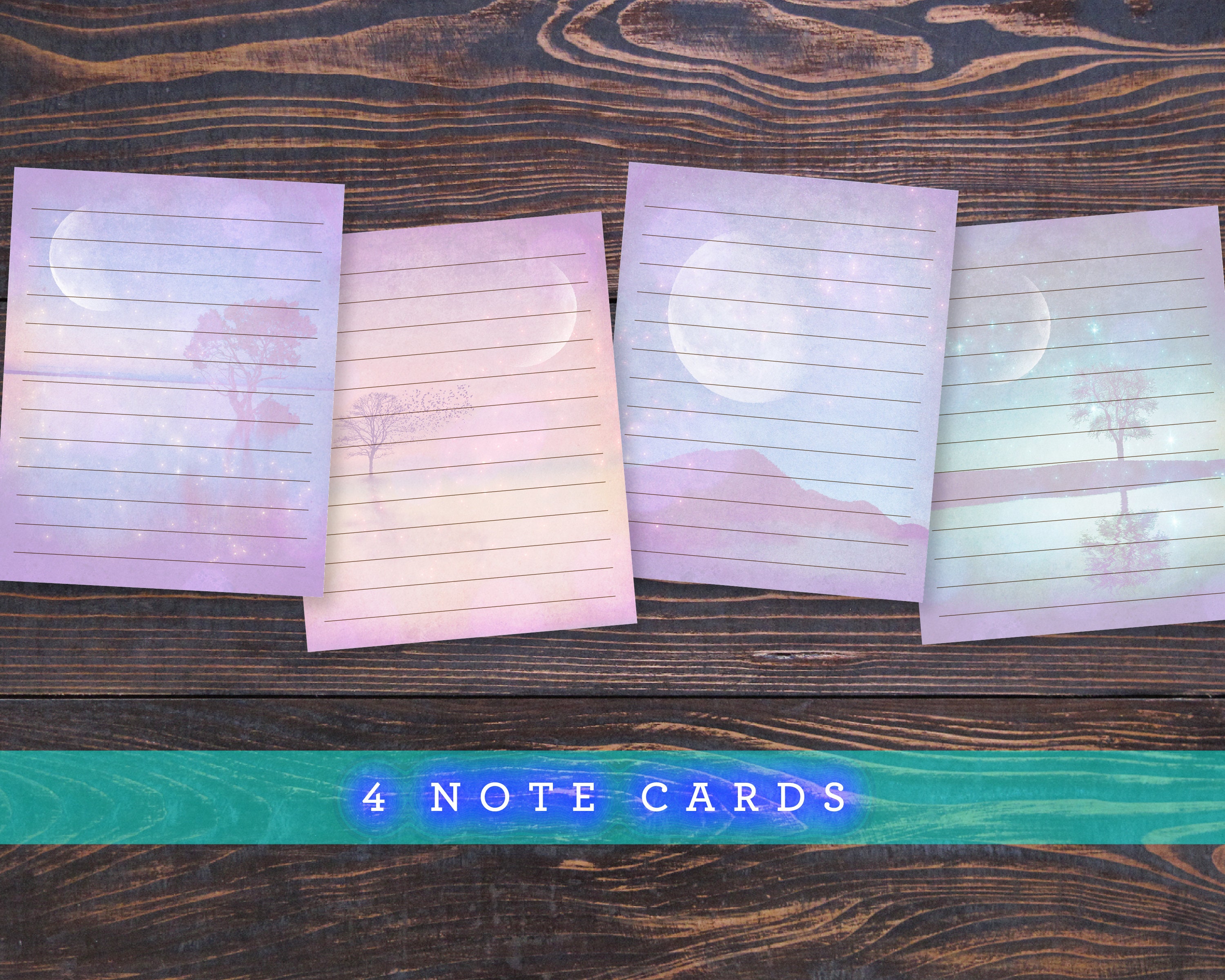 Mystical Moon Journal Digital Cards Printable Night Sky Note - Etsy