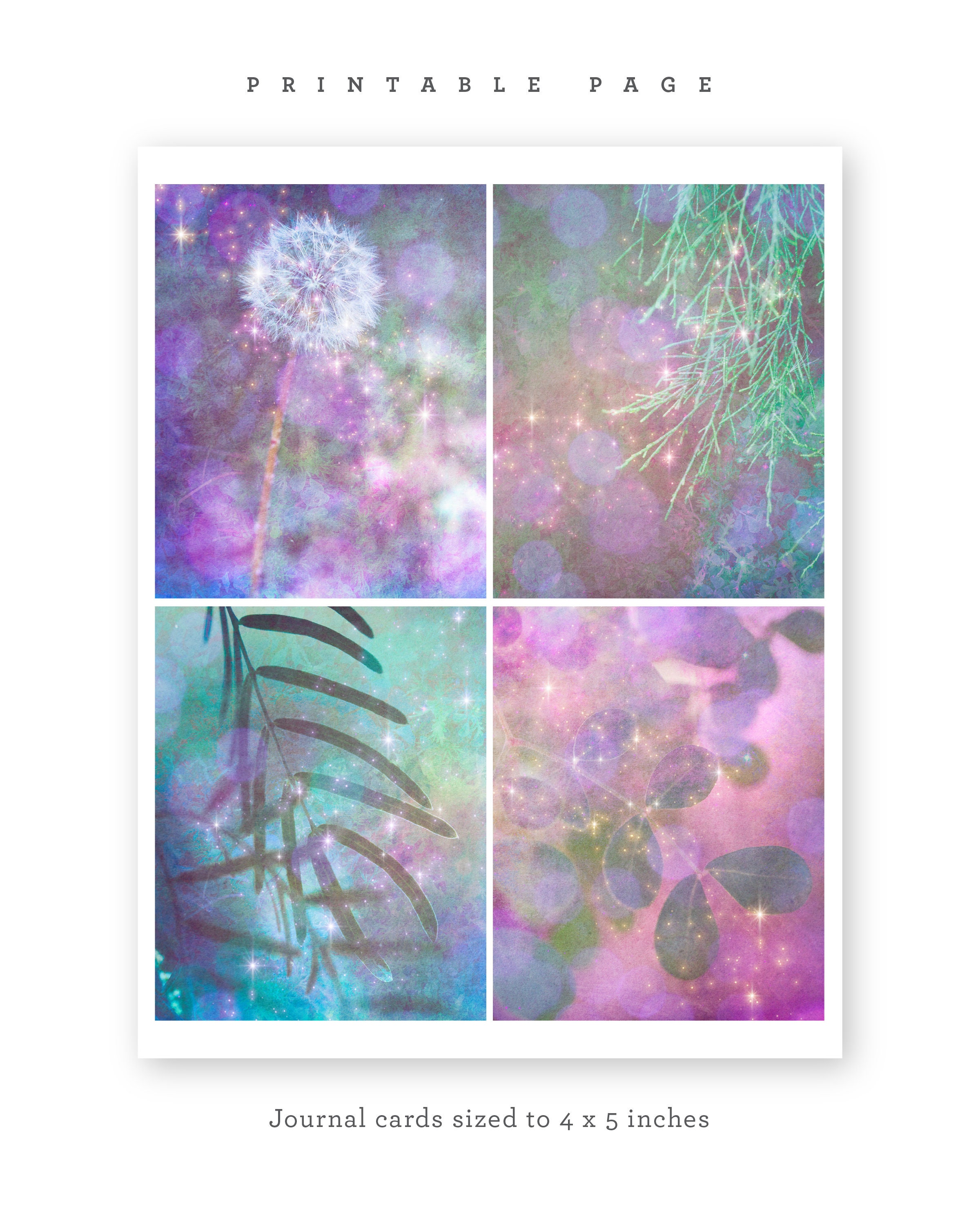 Fairy Plants Journal Digital Cards Printable Enchanted Forest Note ...