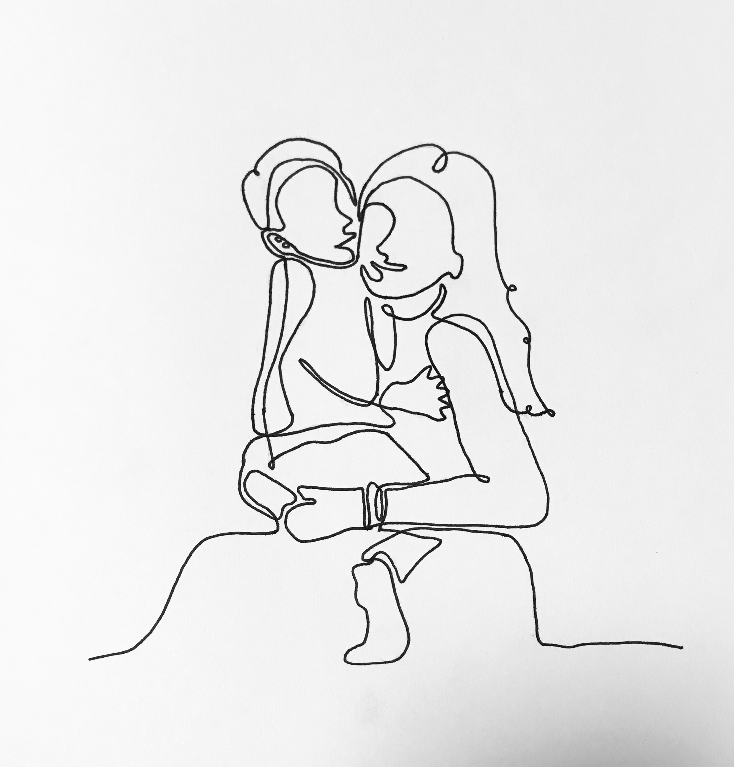 Continuous Line Mother & Child | Etsy