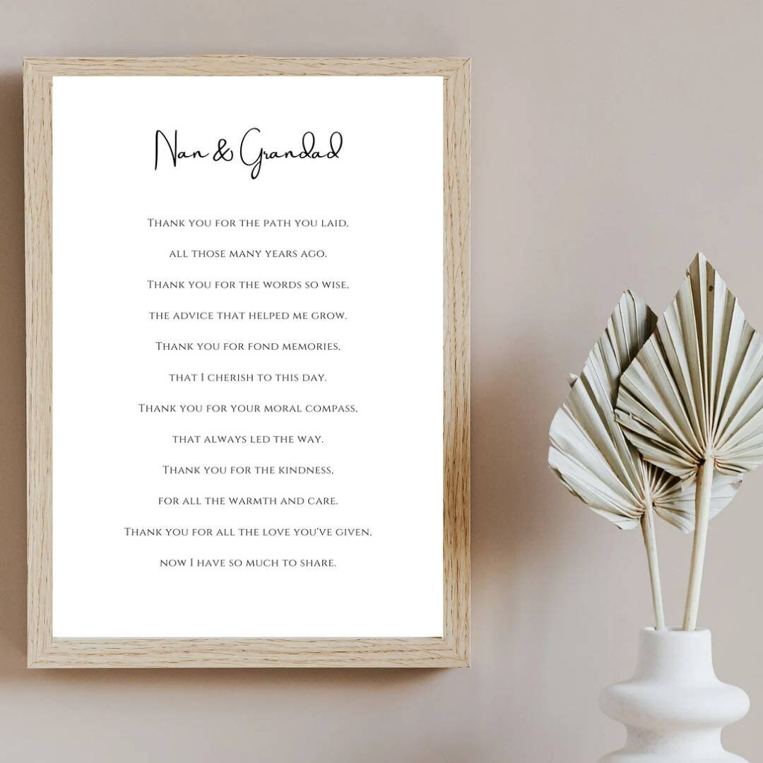 Nan and Grandad Poem, Gift, Grandparent Gift, Print, Unframed - Etsy