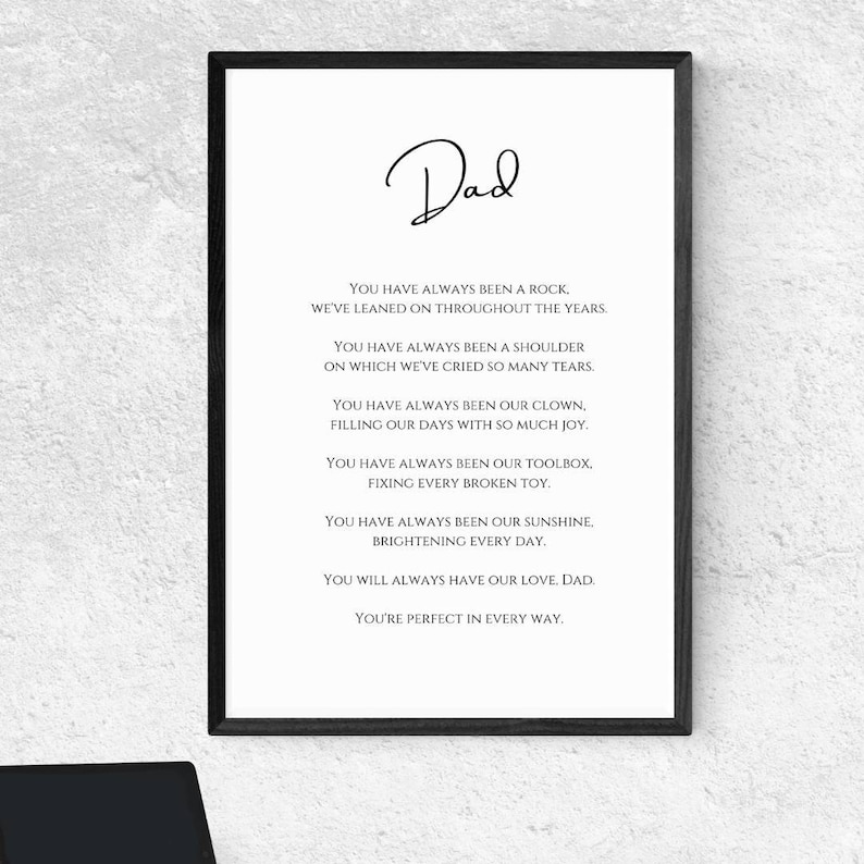Dad Poem, Father's Day Gift, Birthday Gift, Gift for Dad, Dad Print, A4 ...