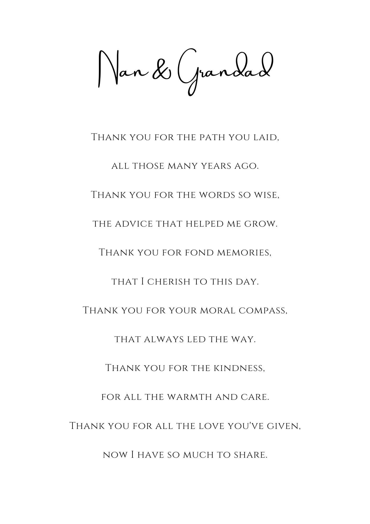 Nan and Grandad Poem, Gift, Grandparent Gift, Print, Unframed - Etsy