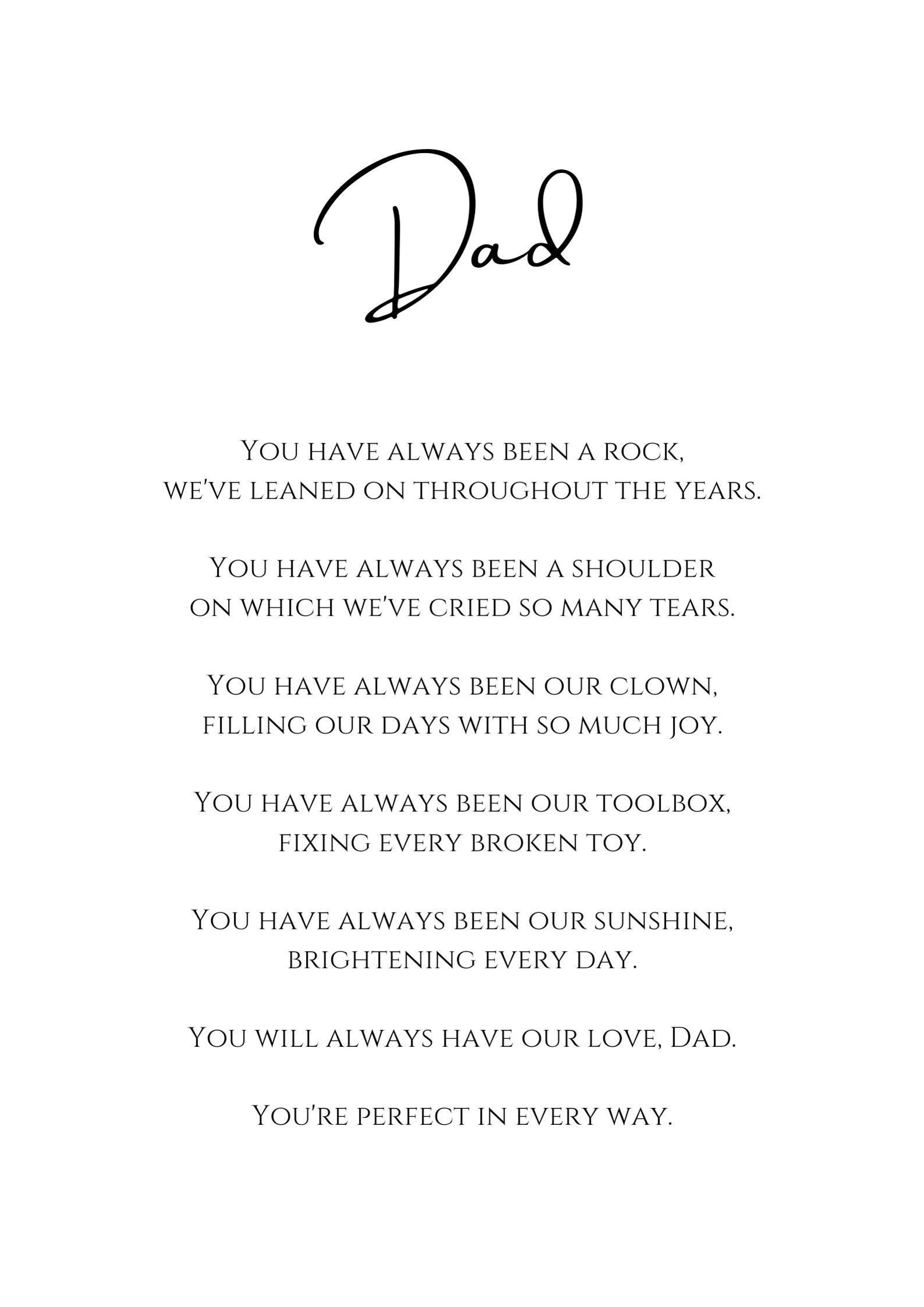 Dad Poem, Father's Day Gift, Birthday Gift, Gift for Dad, Dad Print, A4 ...