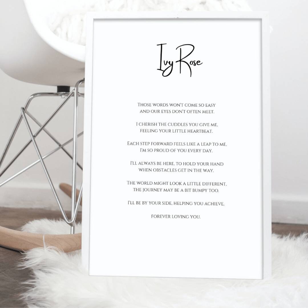 Autism Poem, Autism Print, Gift, Personalised, Child, A4 Print ...