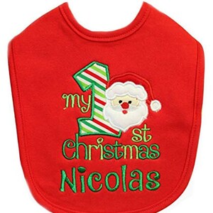 First Christmas Bib Santa’s Face Unisex Bib Personalized With Name ...