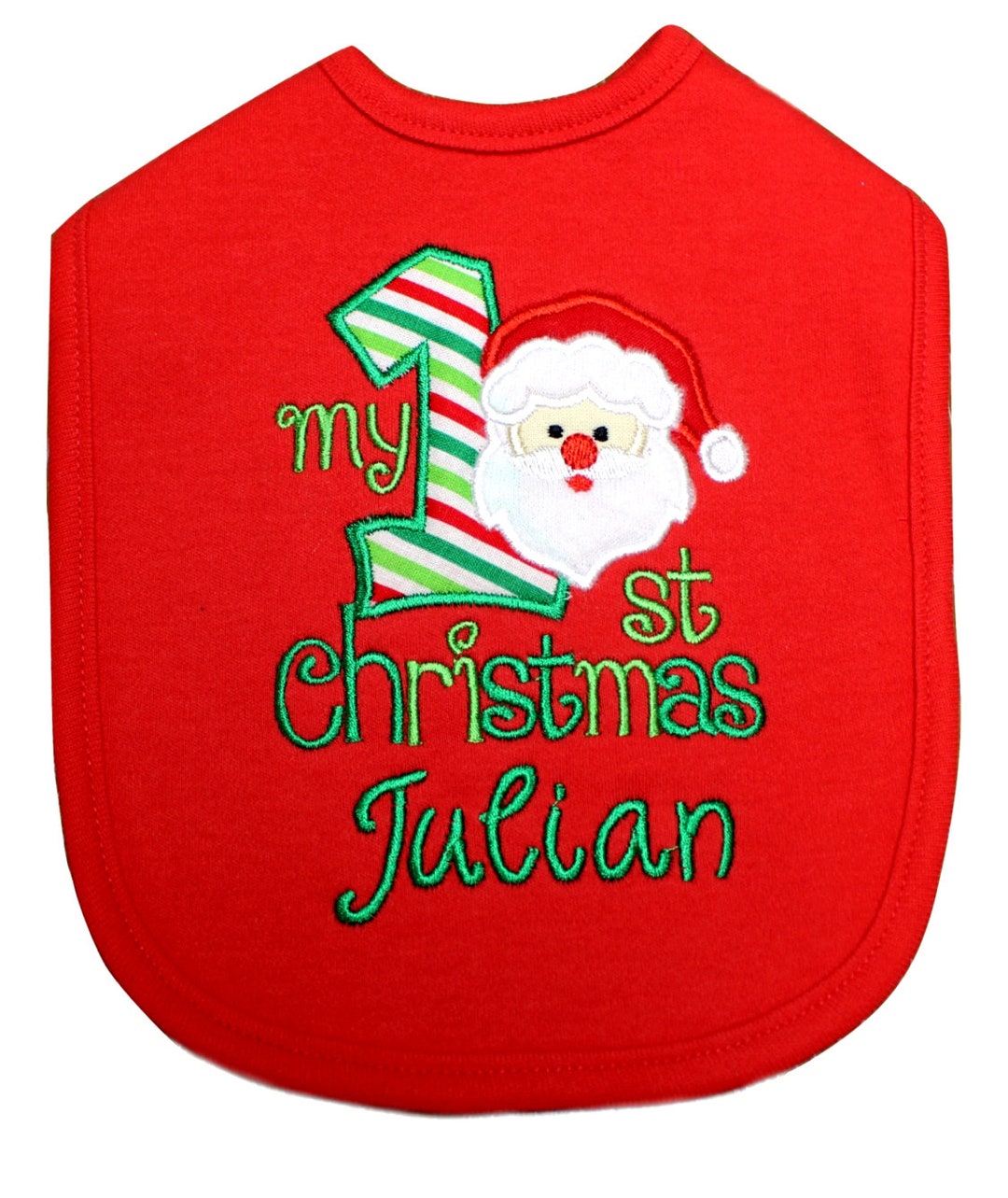 First Christmas Bib Santa’s Face Unisex Bib Personalized With Name ...