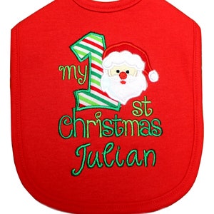 First Christmas Bib Santa’s Face Unisex Bib Personalized With Name ...