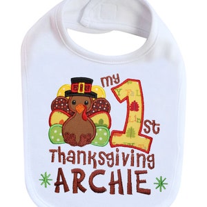 First Holiday Bibs 3 Holiday Bib Set, 1st Thanksgiving, 1st Christmas ...