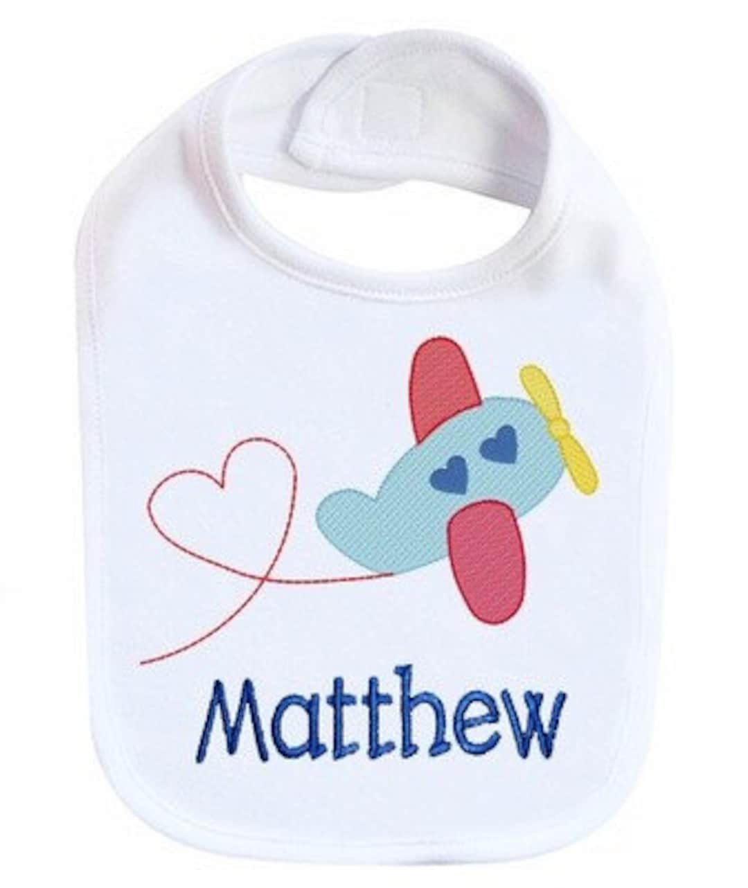 Valentine's Day Airplane Baby Boy Bib Personalized With Name - Etsy