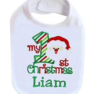 First Christmas Bib Santa’s Face Unisex Bib Personalized With Name ...
