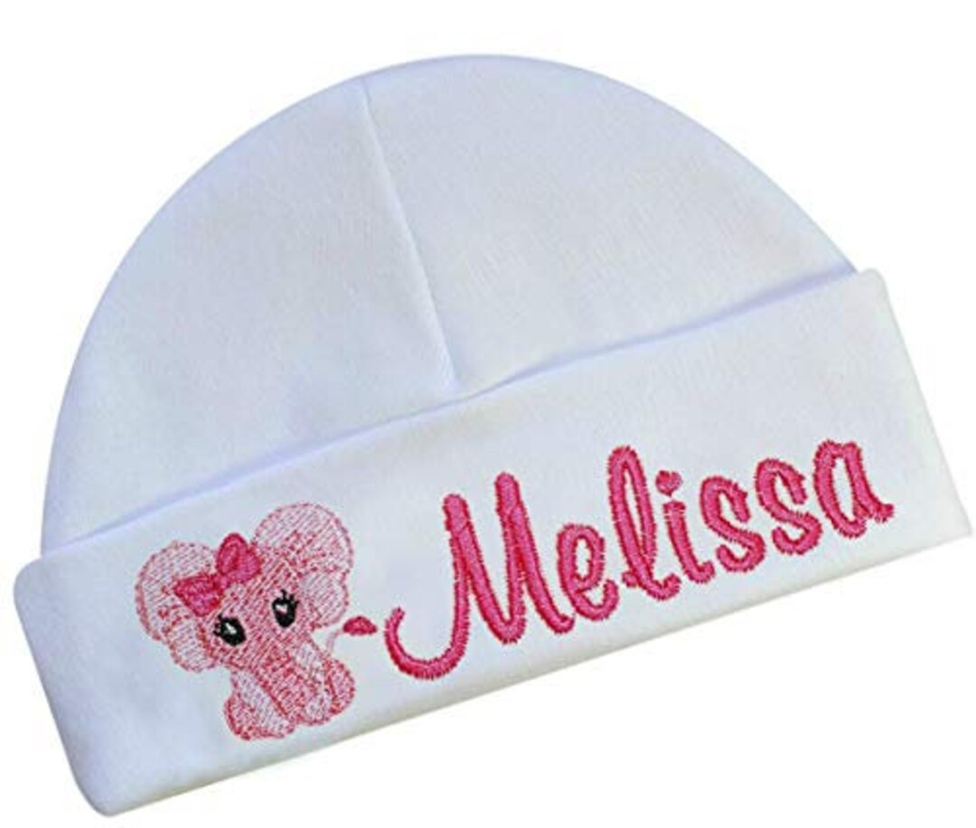 Personalized Baby Girl Hat: Embroidered Elephant, Custom Name - Etsy