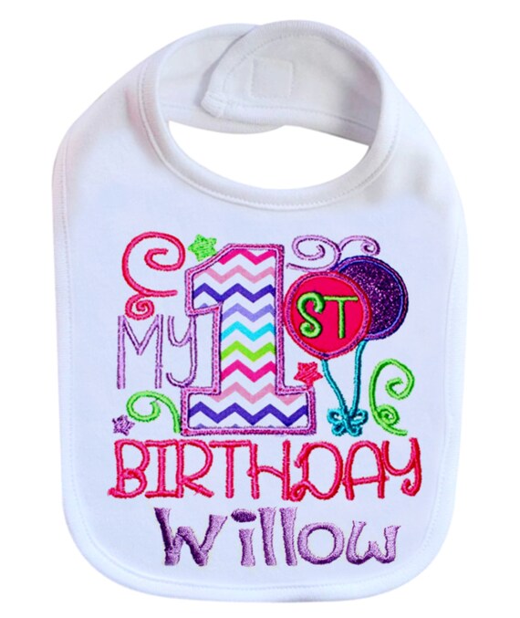 My First Birthday Bib for Baby Girl Personalized With Custom | Etsy