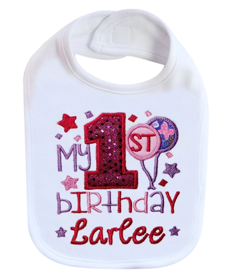 First Birthday Girl Bib Personalized With Baby Custom Name - Etsy
