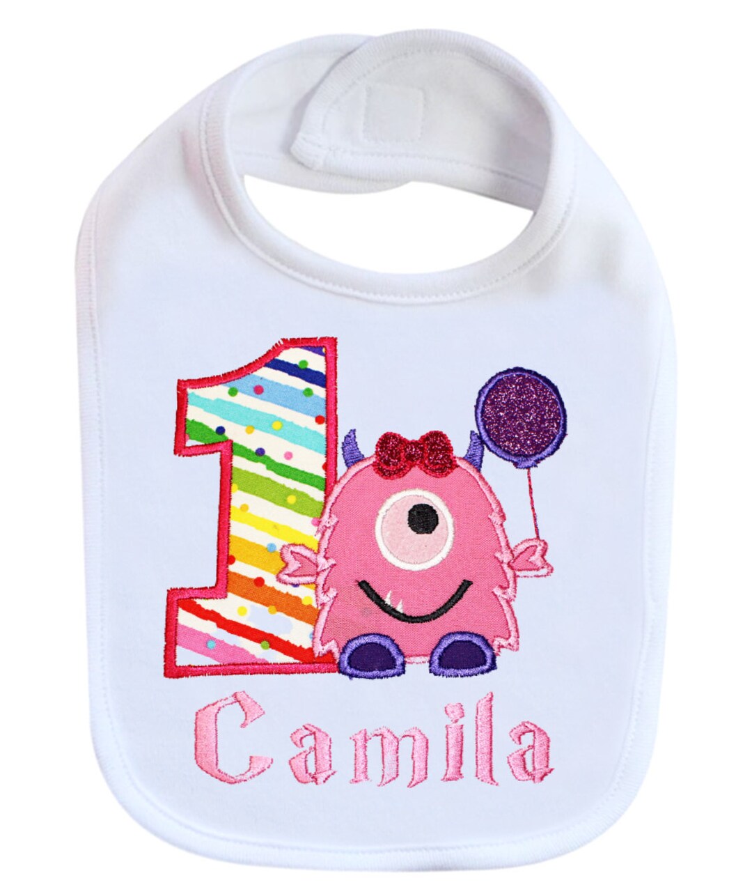 Monster Birthday Bib - First Birthday Baby Girl Bib - Baby Bib - 1st ...
