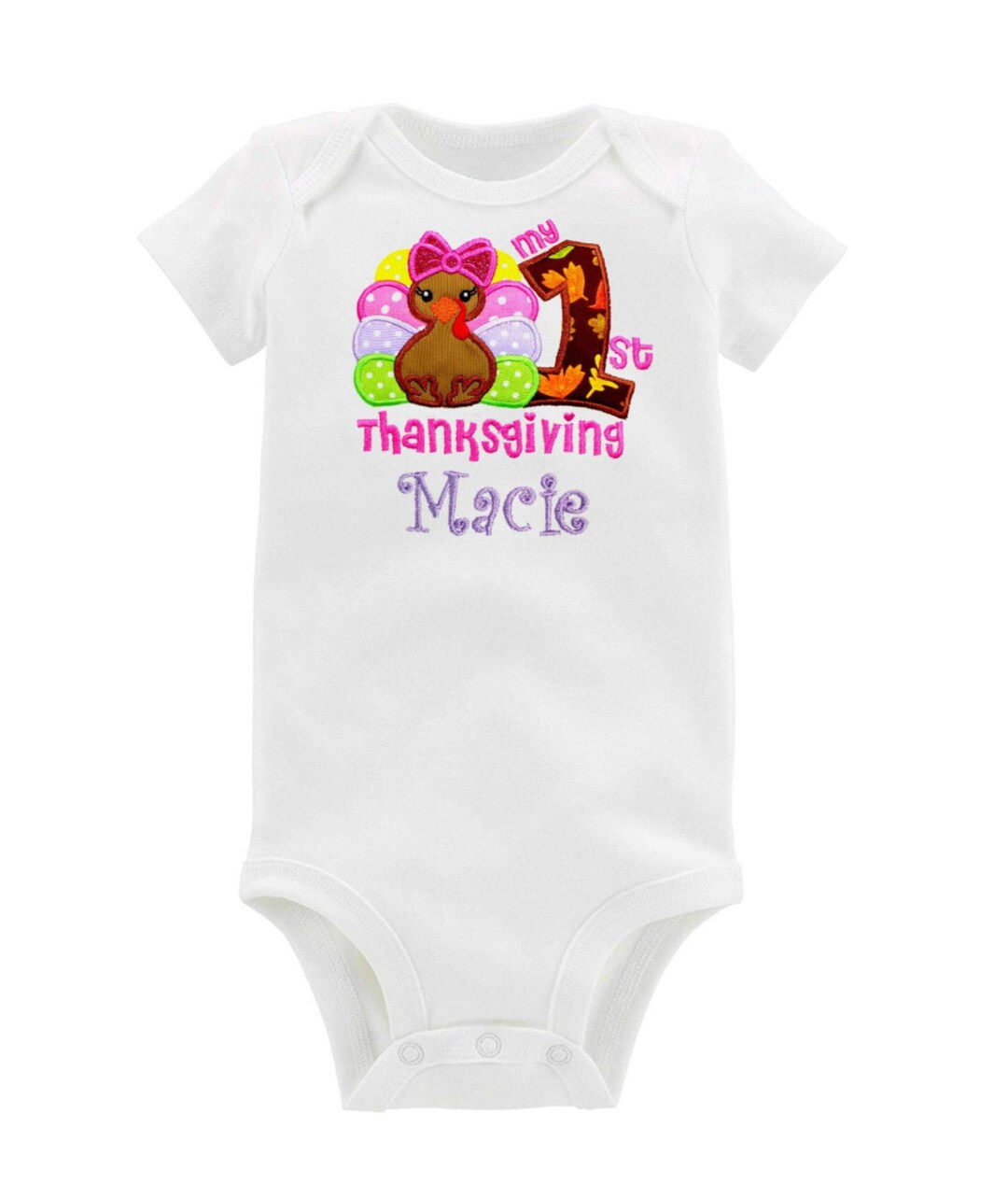 Embroidered Thanksgiving Turkey Onesie Outfit Personalized With Custom ...