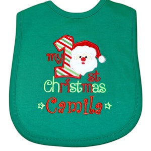 First Christmas Bib Santa’s Face Unisex Bib Personalized With Name ...