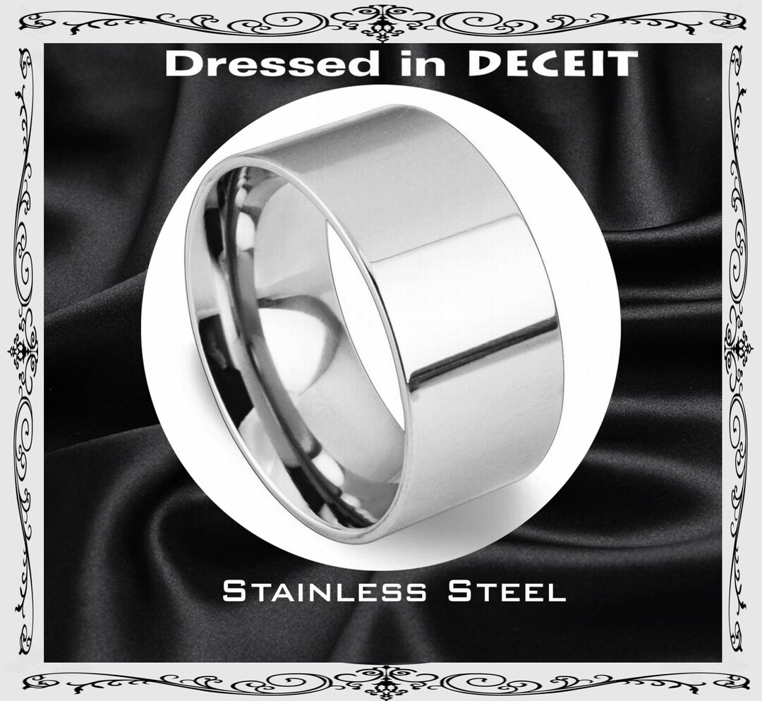 Minimalist 10MM Stainless Steel Band High Polished Ring UNISEX Size 6 ...