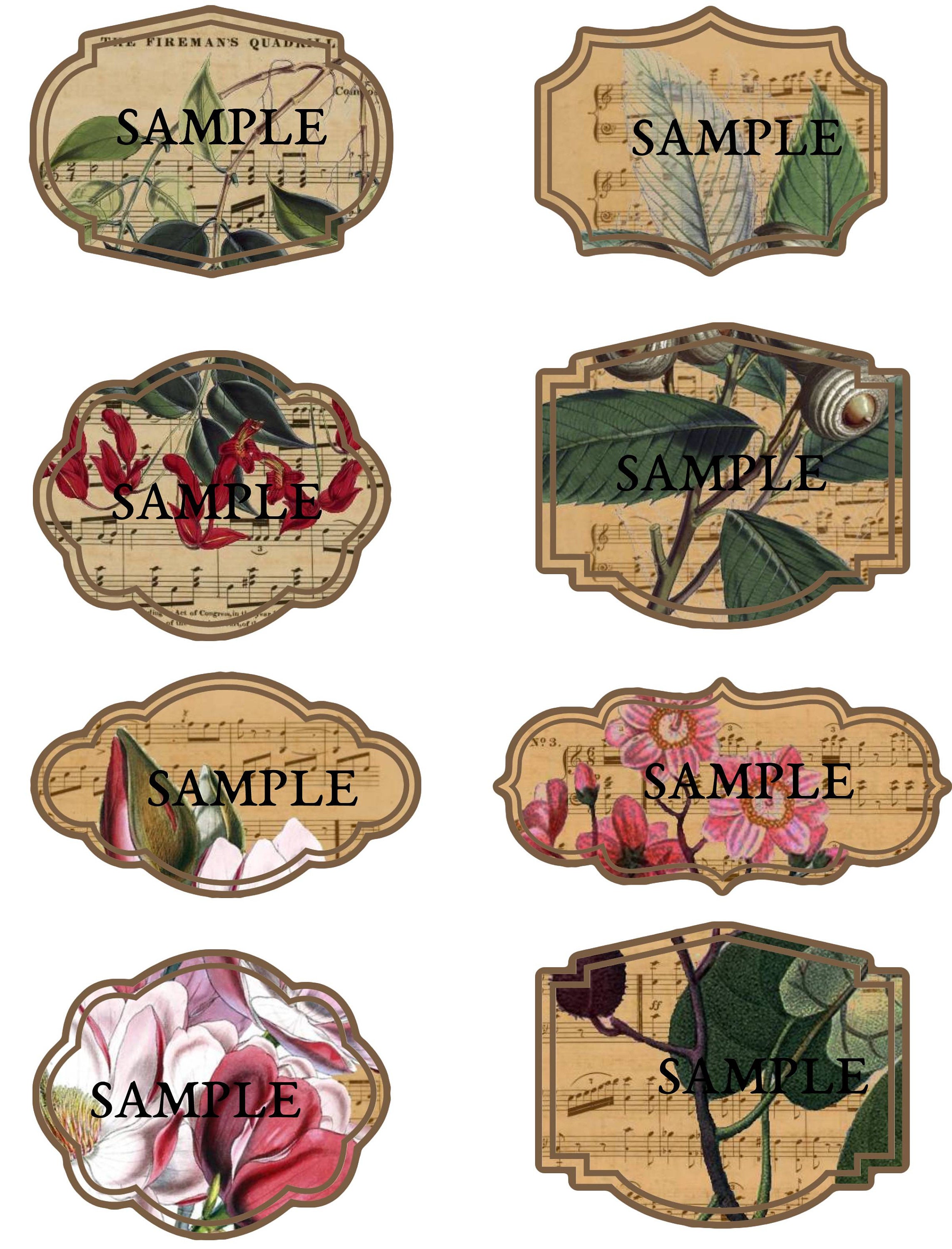 Aged Sheet Music and Botanical Labels AND Rococo Labels to Add Vintage ...