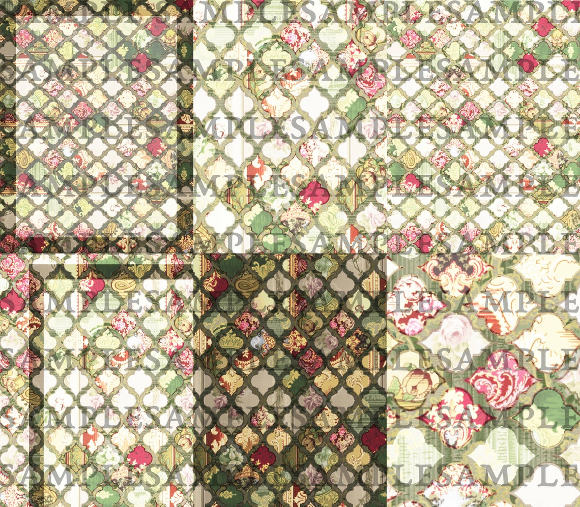 Printable Paper Junk Journal Kit faded Lattice 11 Pages Digital ...