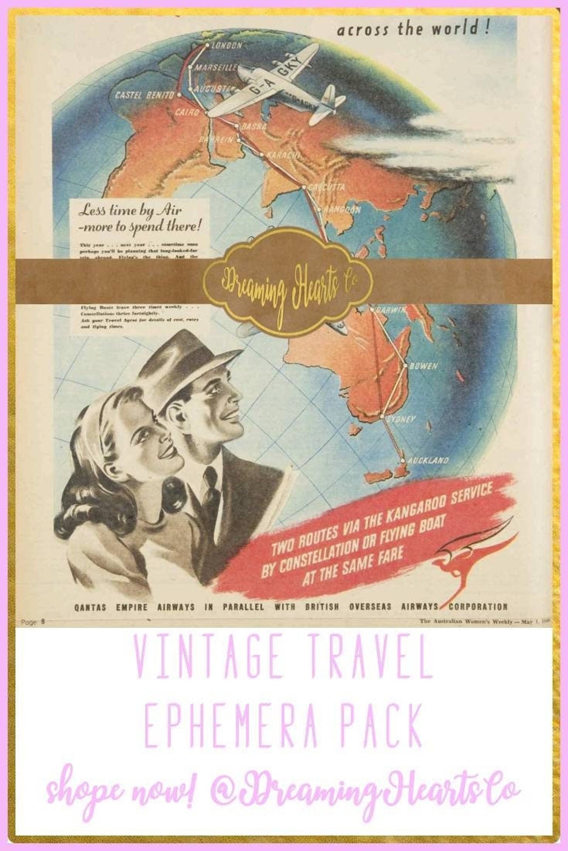 Vintage Travel Printable Ephemera Pack Travel Magazine Covers and ...