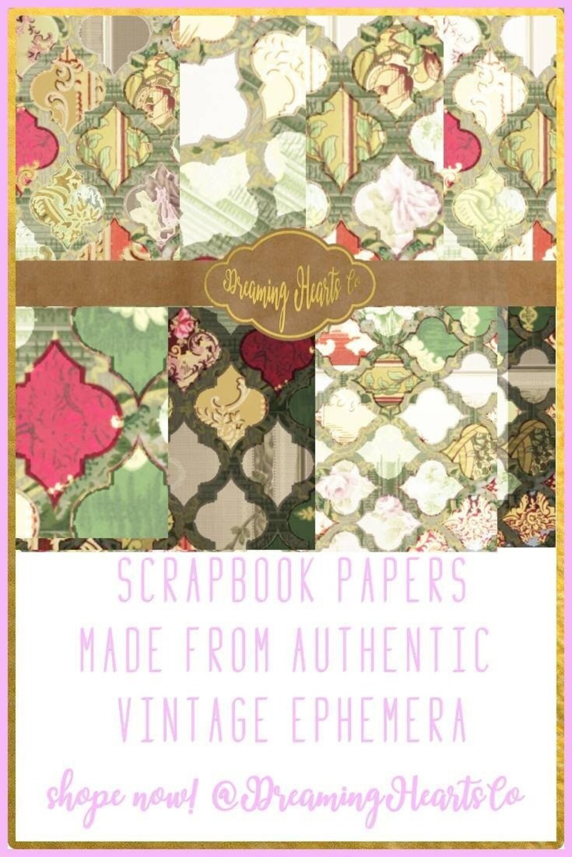 Printable Paper Junk Journal Kit faded Lattice 11 Pages Digital ...