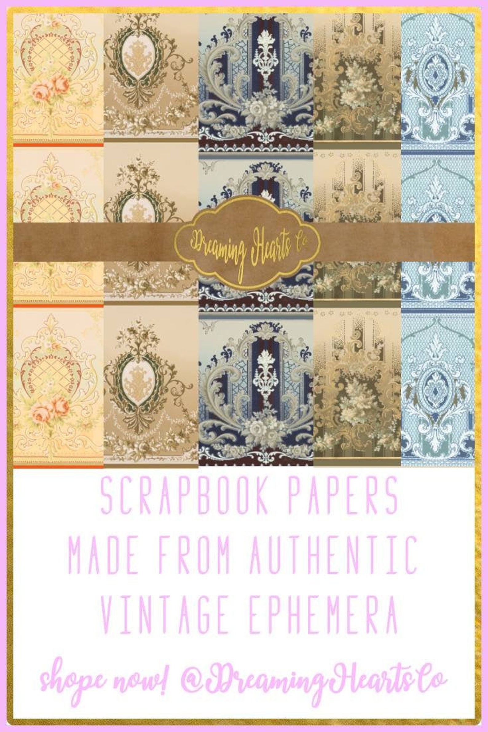 Vintage Cartouche Wallpaper Printable Paper for Your Junk Journal ...
