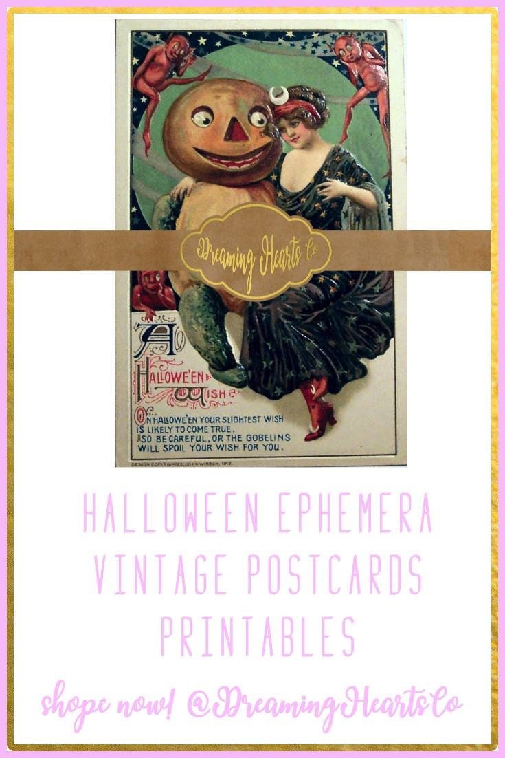 Halloween Ephemera Printable Vintage Postcards Fall Greetings for Your ...
