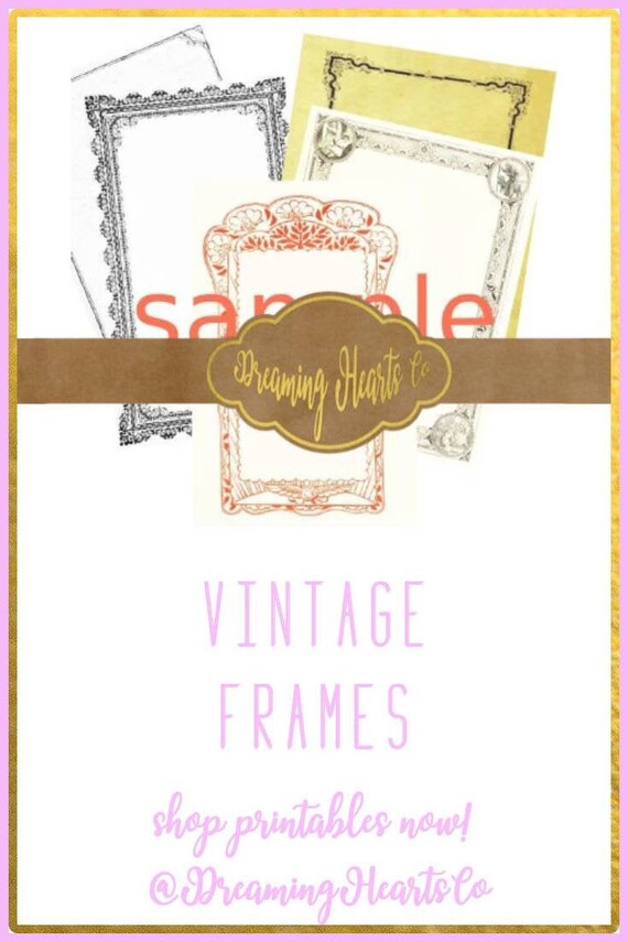 Five Printable Vintage Frames for Scrapbooks Junk Journals - Etsy