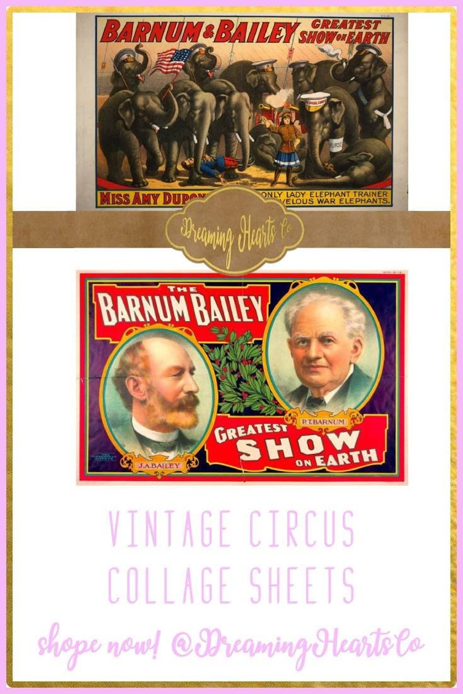 Vintage Circus Poster Collage Sheets Printable Ephemera With Costumes ...