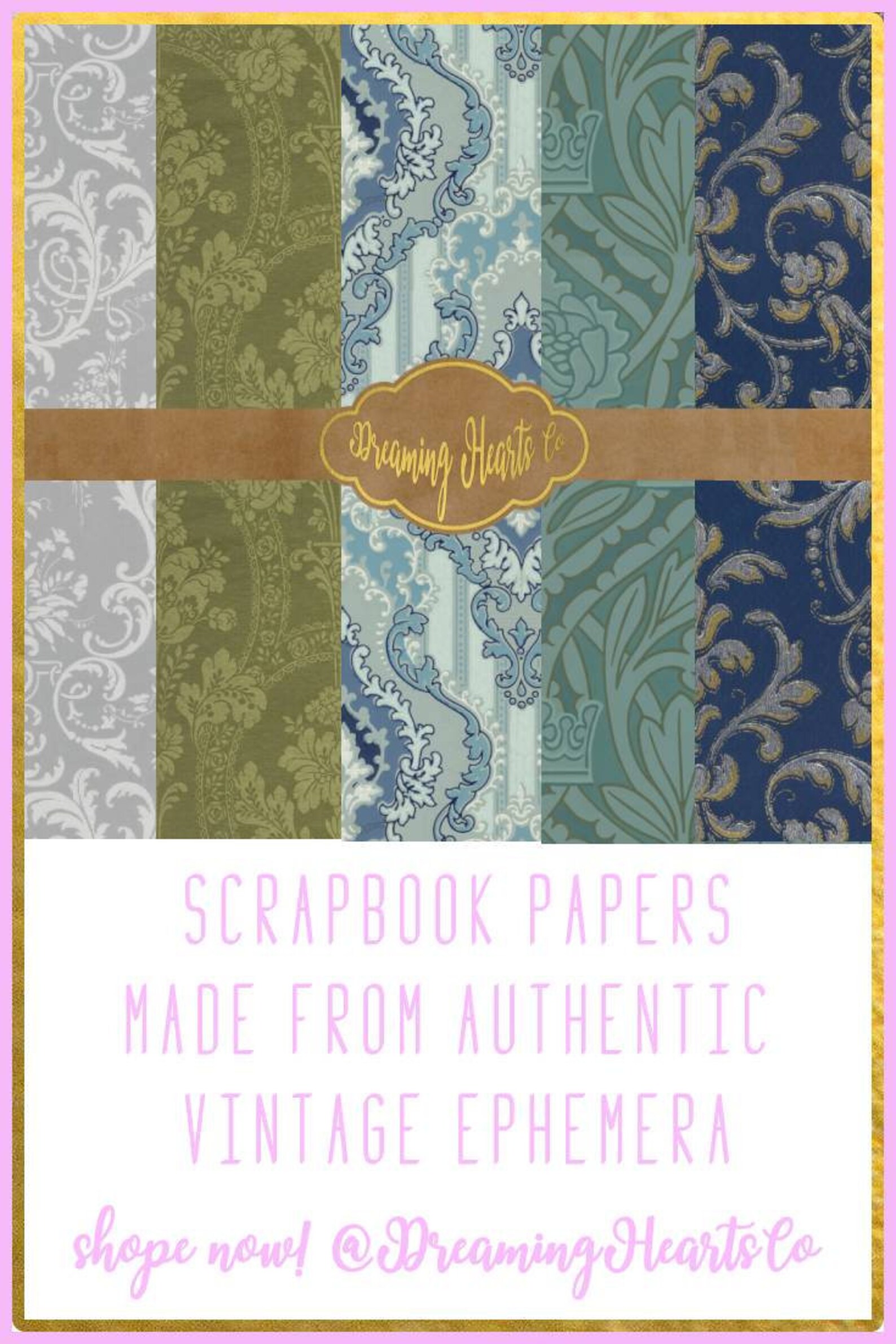 Elegant Damask Pattern Printable Paper for Your Junk Journal, Scrapbook ...