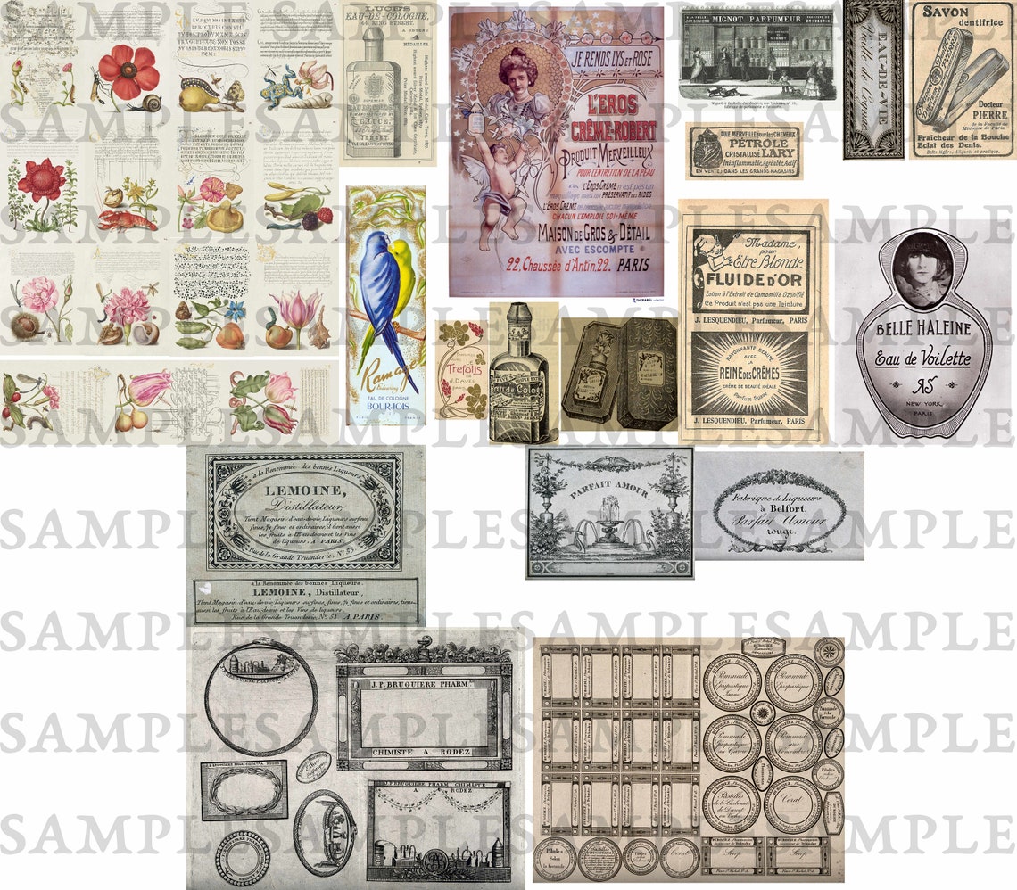 French Ephemera Collage Sheets Printable Ephemera Advertisements ...