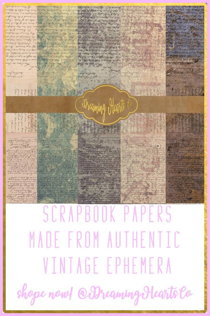 Grunge Textures With Handwriting Printable Paper for Your Junk Journal ...