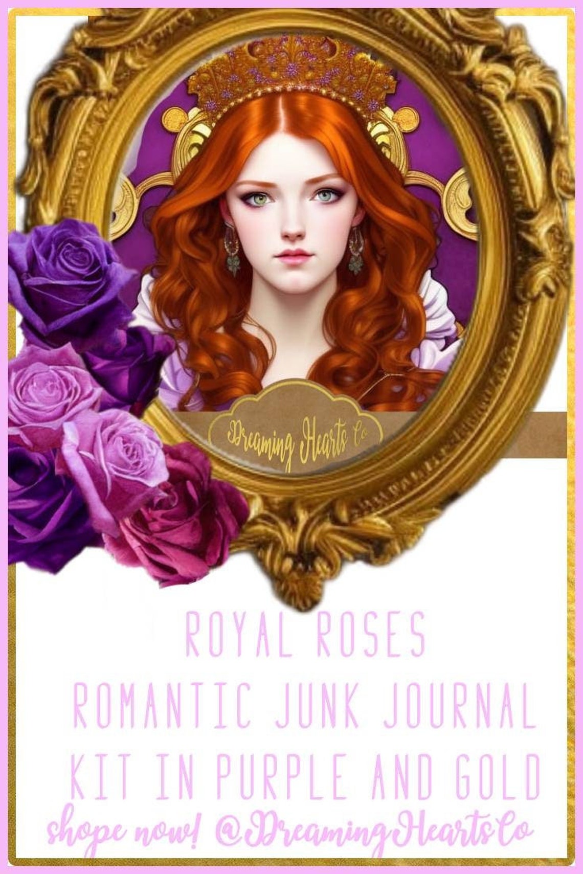 Royal Roses Romantic Junk Journal Kit in Purple and Gold - Etsy