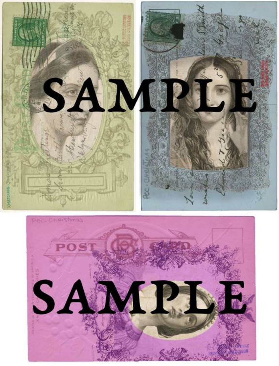 Altered Postcards With Vintage Ladies to Add Romantic Charm to - Etsy