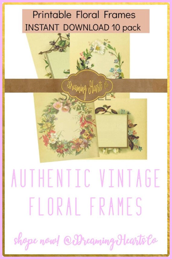 Printable Vintage Floral Frame Ten Pack Instant Download | Etsy