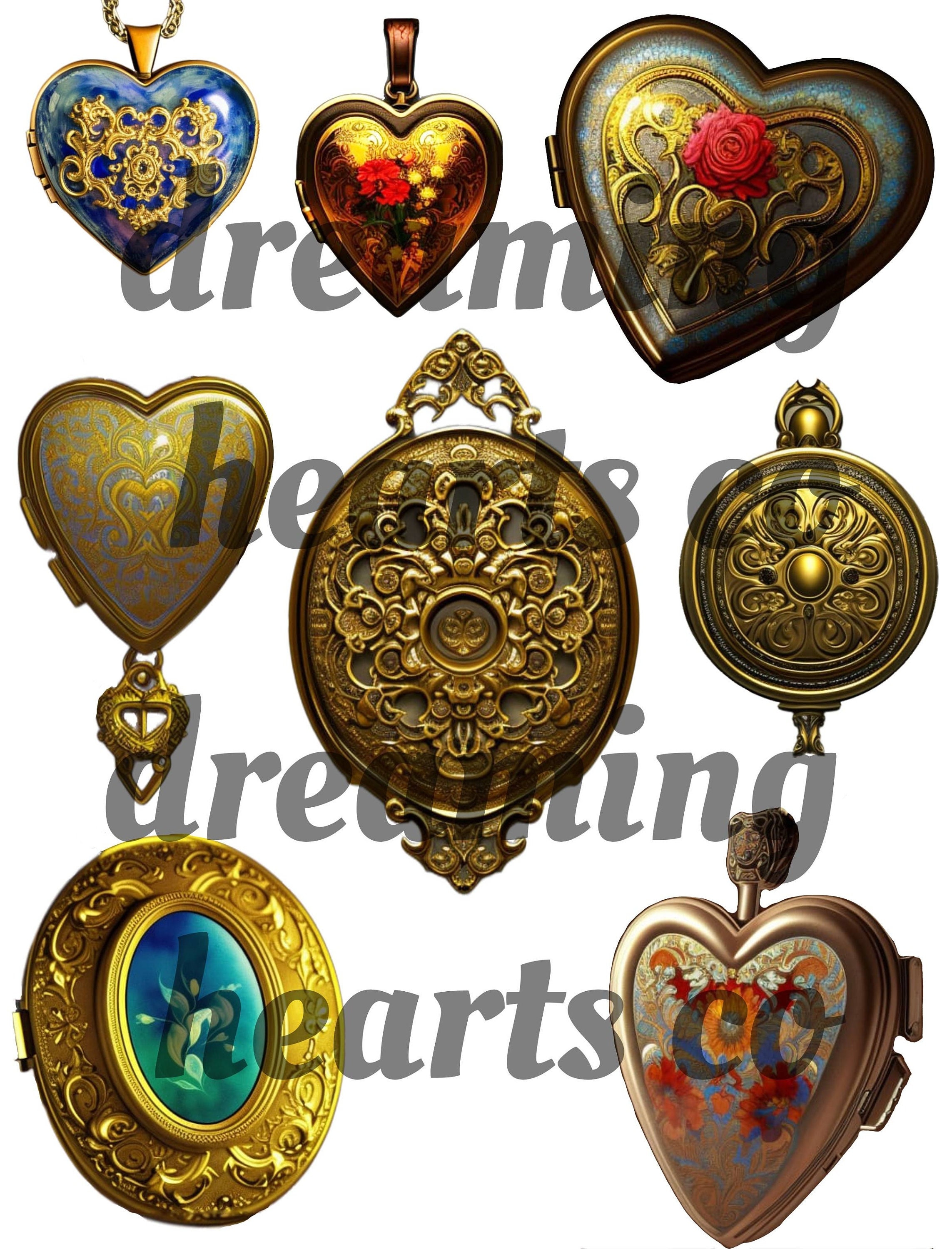 Ornate Vintage Lockets Printable Collage Sheets Add Elegance and Charm ...